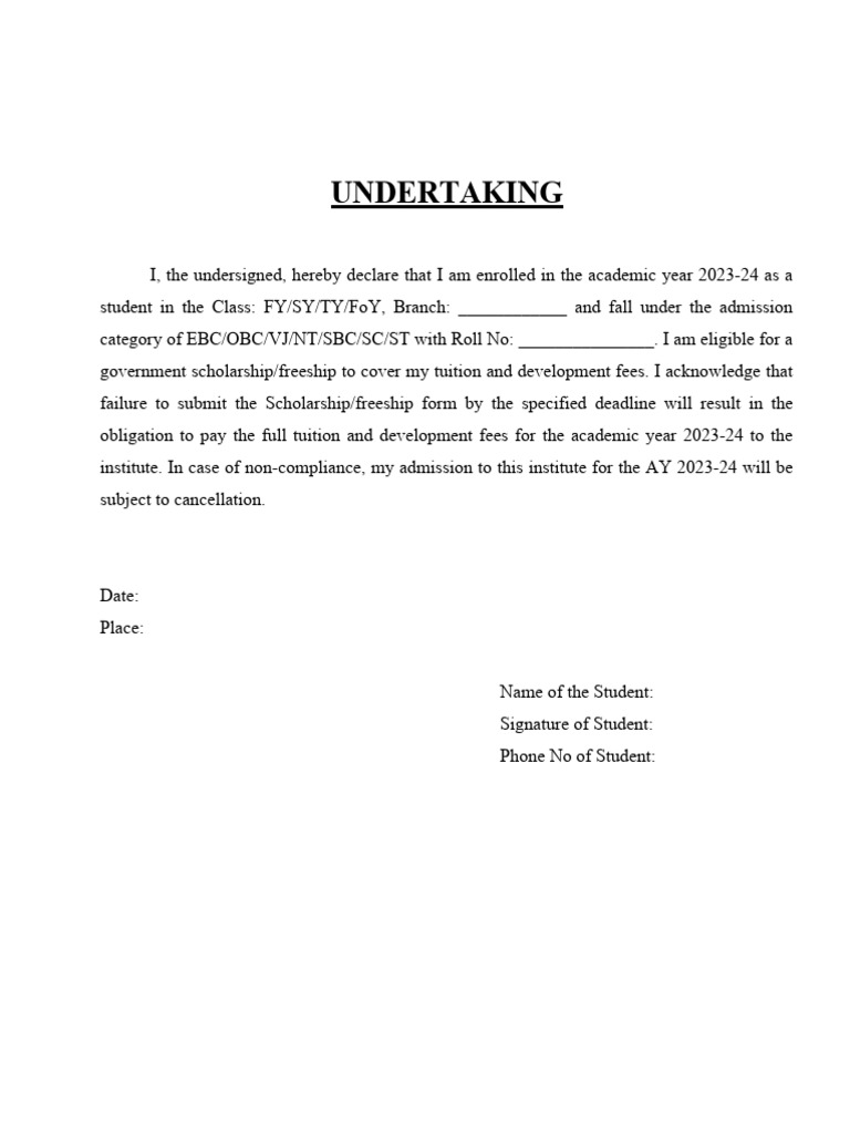 Undertaking Scholarship | PDF