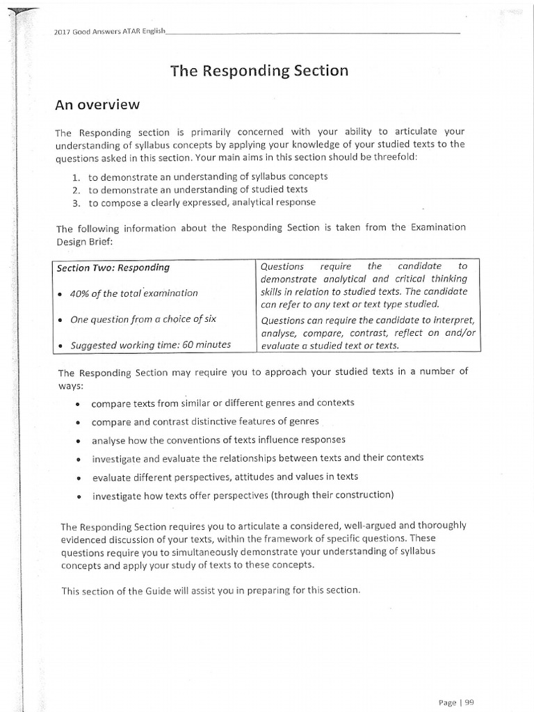 Responding Section Modelled Responses | PDF