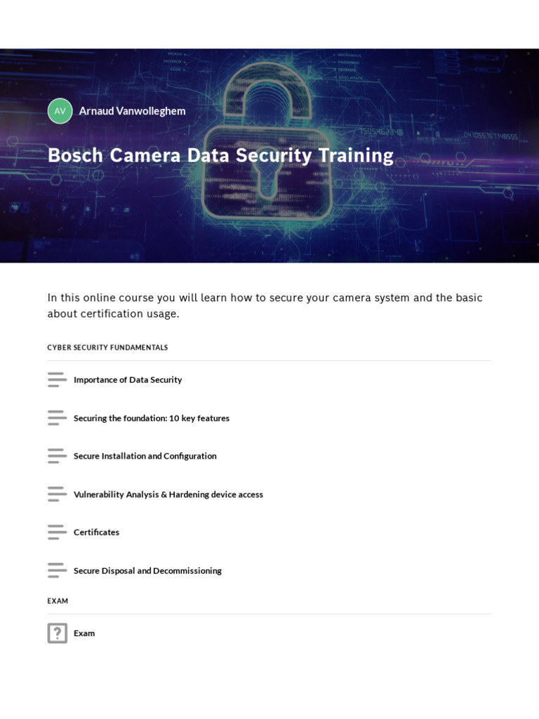 Bosch Camera Data Security Training | PDF | Security | Computer Security