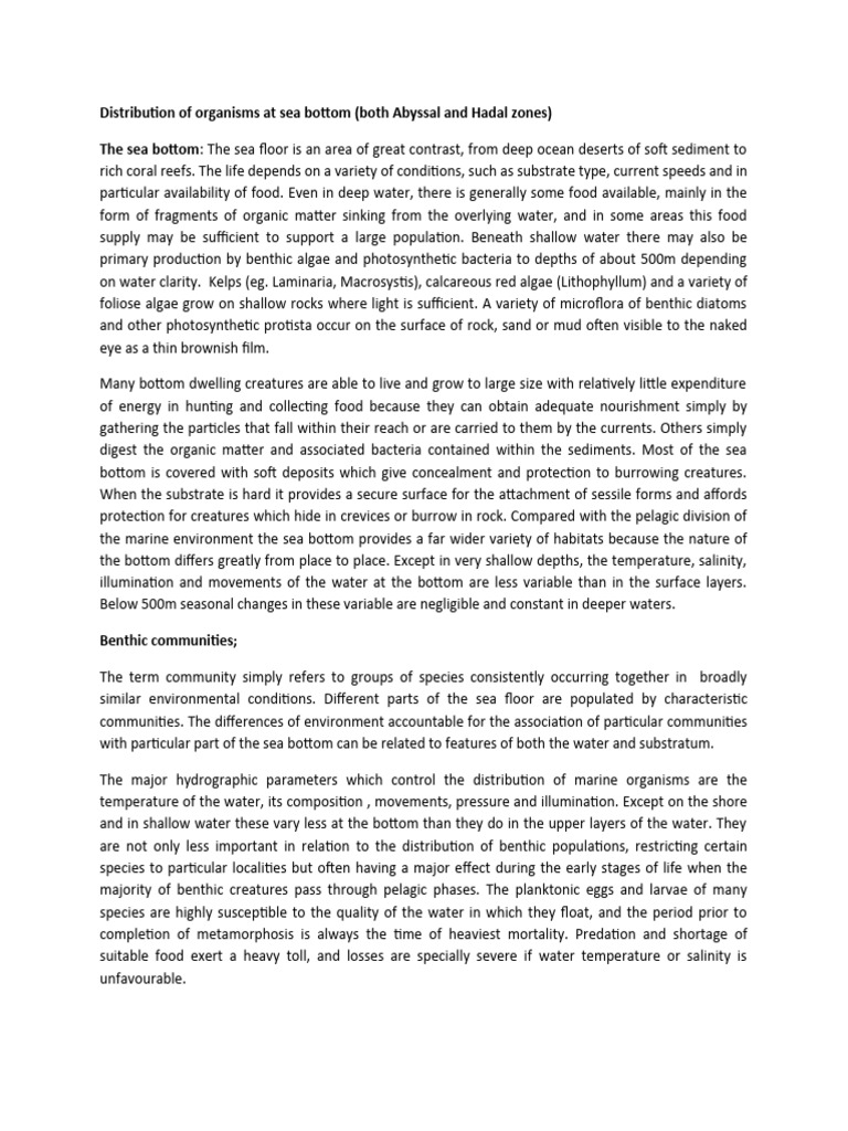 Mecology 2 | PDF | Benthic Zone | Seabed