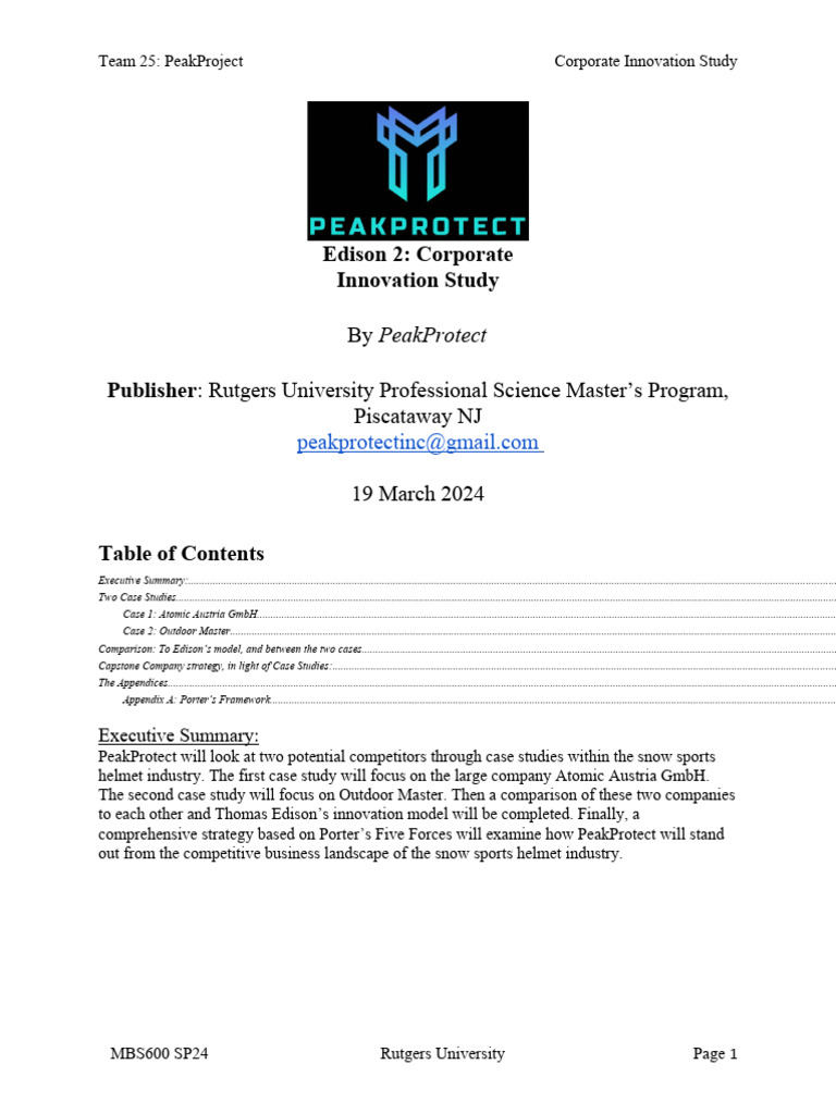 Edison 2 - Corporate Innovation Study | PDF