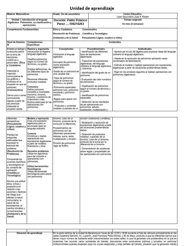 Unidad de Aprendizaje Pablo Polanco Perez 100218263 | PDF | Polinomio | Evaluación