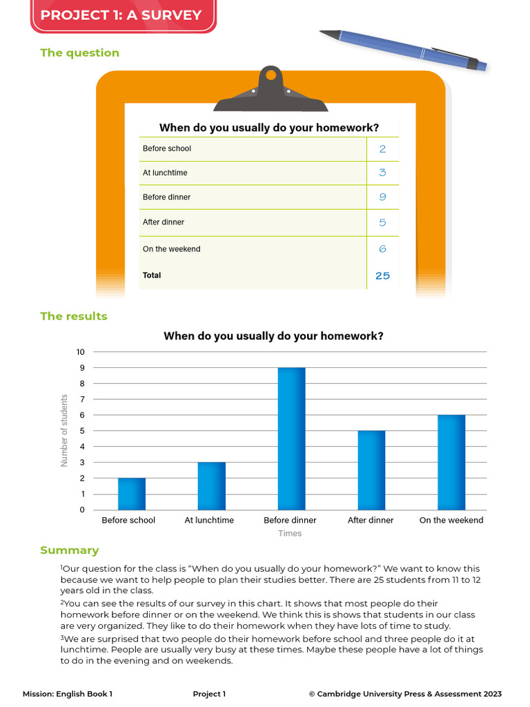 Mission English 1, Collaborative Project 1, Model Answer | PDF