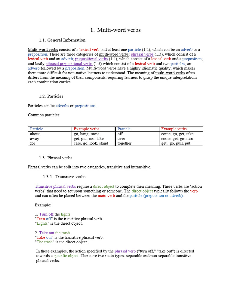 Multiword Verbs | PDF | Verb | Preposition And Postposition Multiword Verbs | PDF | Verb | Preposition And Postposition