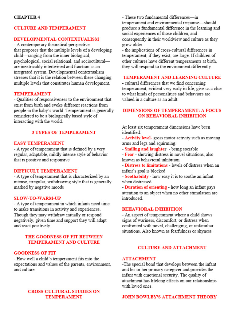 Chapter 4 To Chapter 7 Reviewer Culture Psychology | PDF | Temperament ...