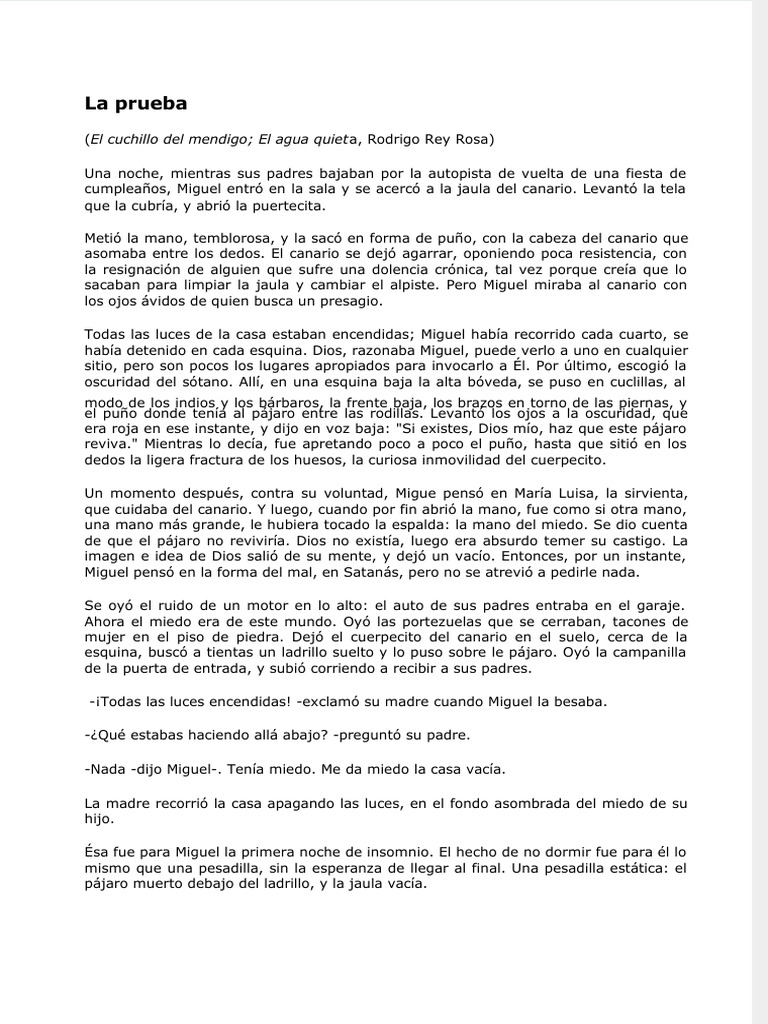 La Prueba Rodrigo Rey Rosa | PDF