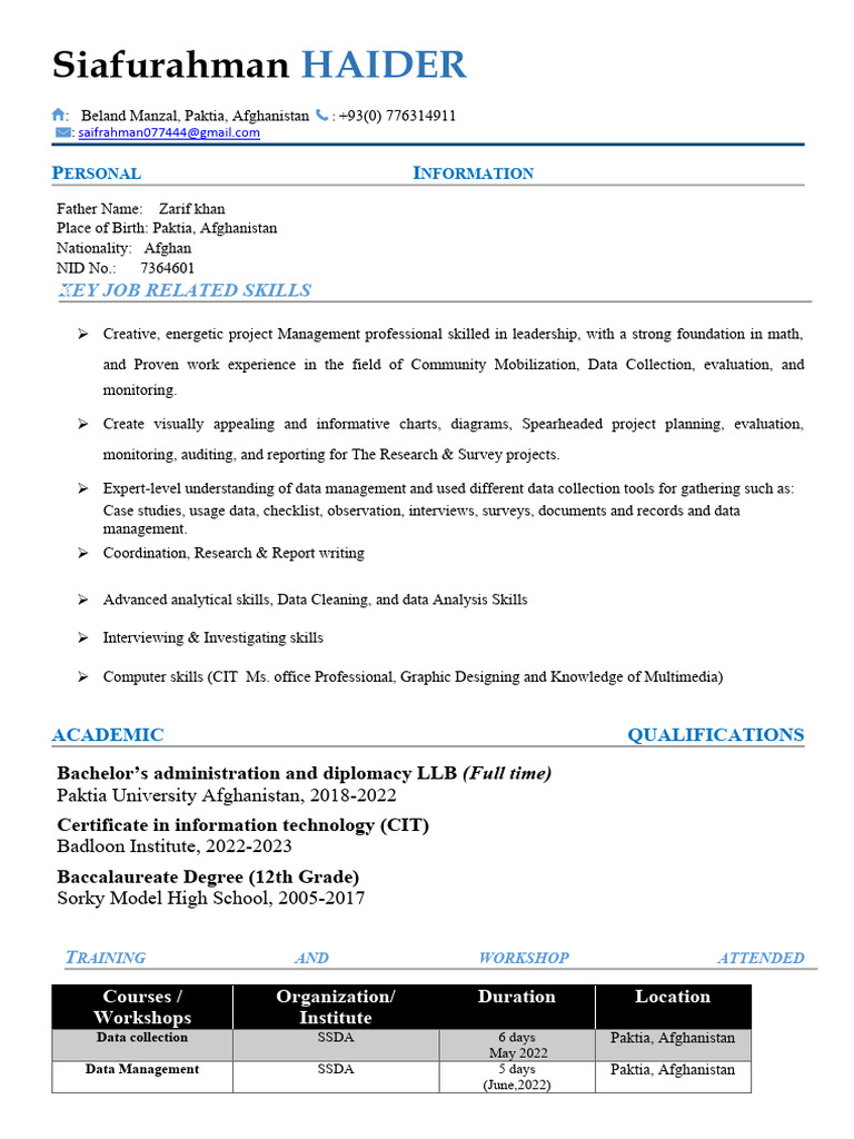 Saif Urahman CV | PDF | Data | Teaching Method