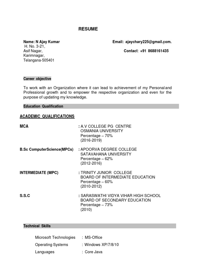 N.AjayKumar Resume-3 | PDF