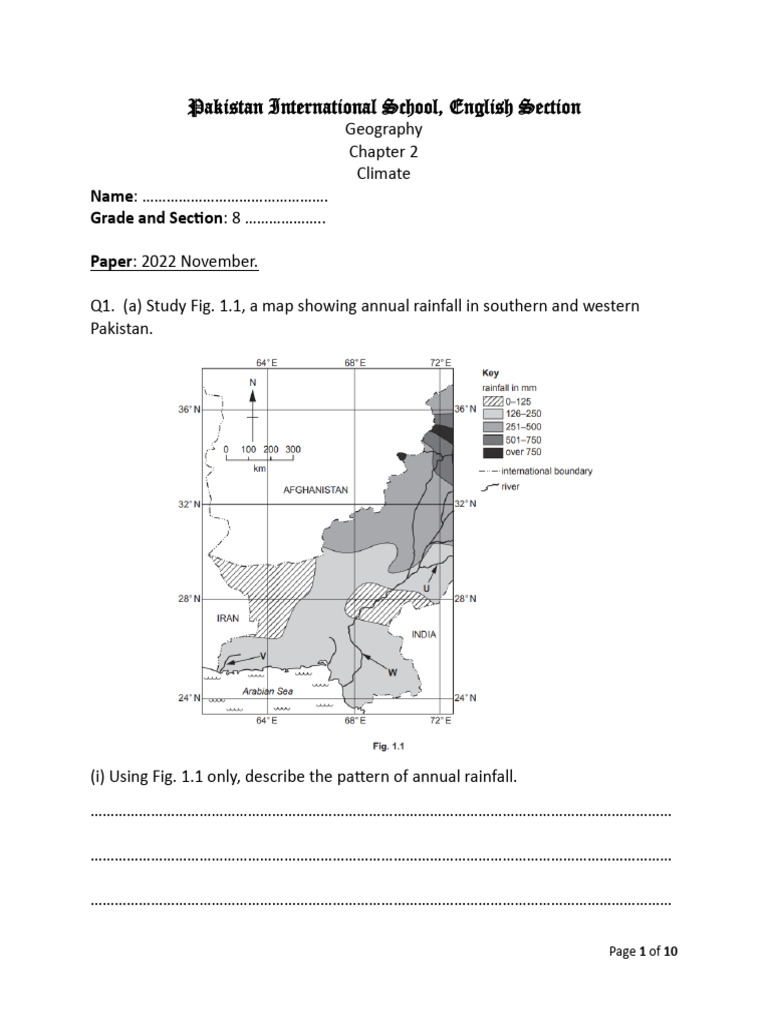 Climate Worksheet | PDF | Meteorology | Earth Sciences