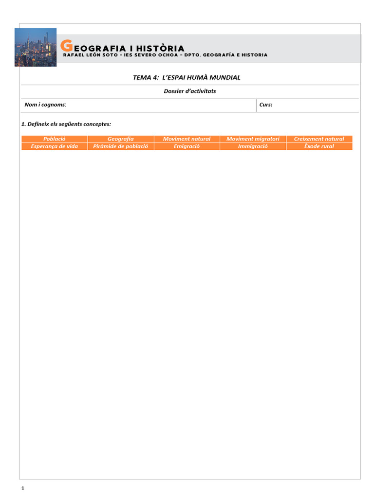 Tema 4 Lespai Humã Mundial | PDF