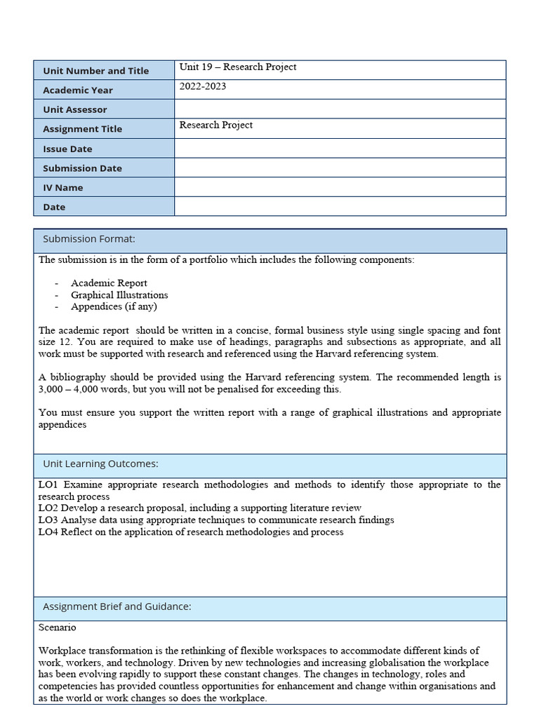 Unit 19 Research Project | PDF | Methodology | Leadership