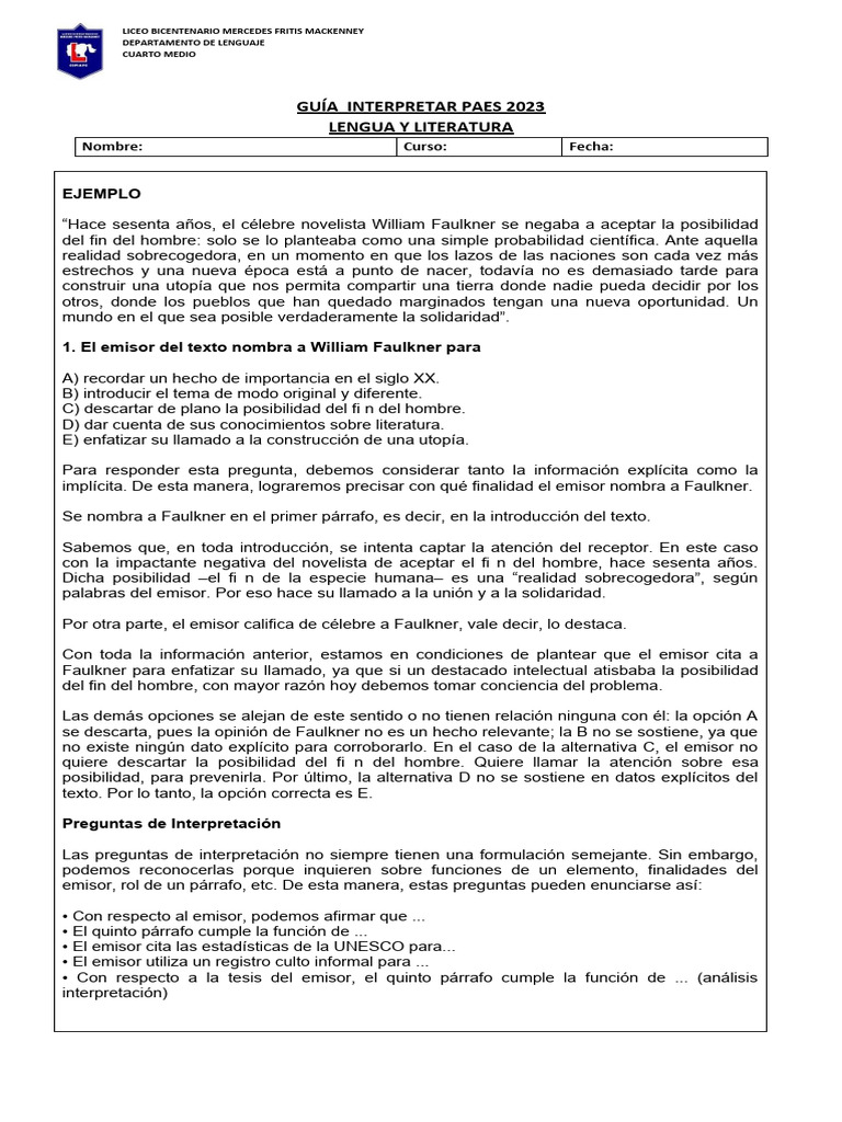 Guía 2 Interpretar | PDF