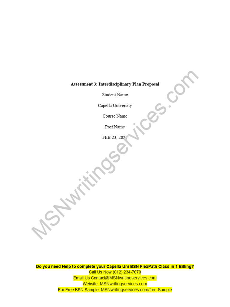 Nurs FPX 4010 Assessment 3 Interdisciplinary Plan Proposal | PDF ...
