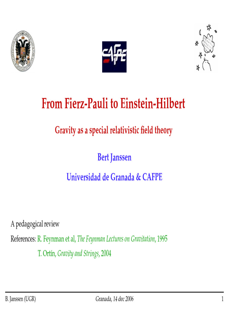 Fierz-Pauli To Einstein-Hilbert | PDF | General Relativity | Spin (Physics)