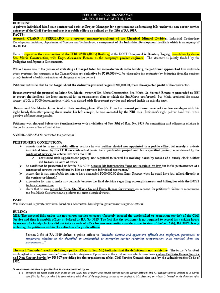 Ra 3019 Cases | PDF | Lease | Bribery