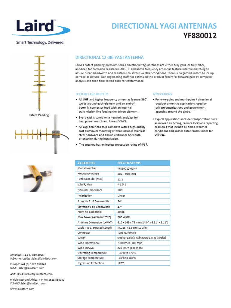 Laird Antenas 900Mhz | PDF | Antenna (Radio) | Electromagnetic Spectrum