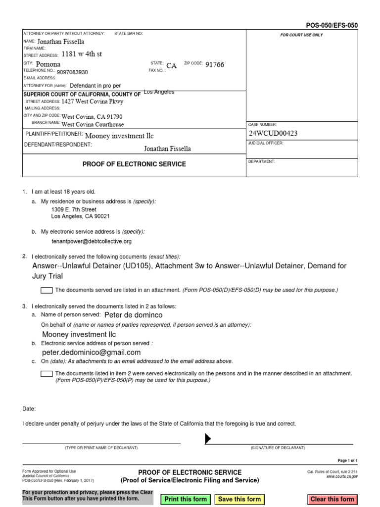 POS050_24WCUD00423_20240322-174907 | PDF | Pro Se Legal Representation ...