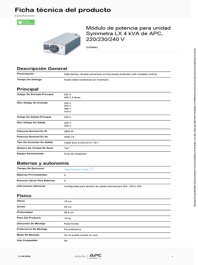APC - Módulo de Energía Symmetra - SYPM4KI | PDF | Residuos ...