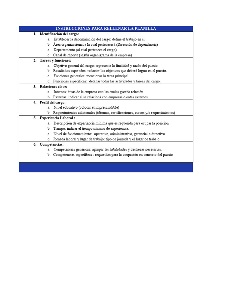 Instrucciones para Rellenar Planilla de Cargo | PDF | Metalurgia