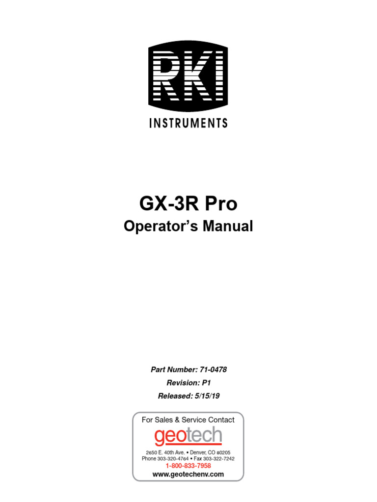 RKI GX-3R Pro Operators Manual | PDF | Carbon Dioxide