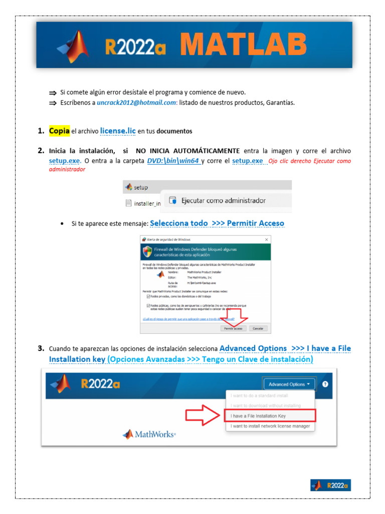 Guía de Instalación de MATLAB R2022a | PDF | Informática