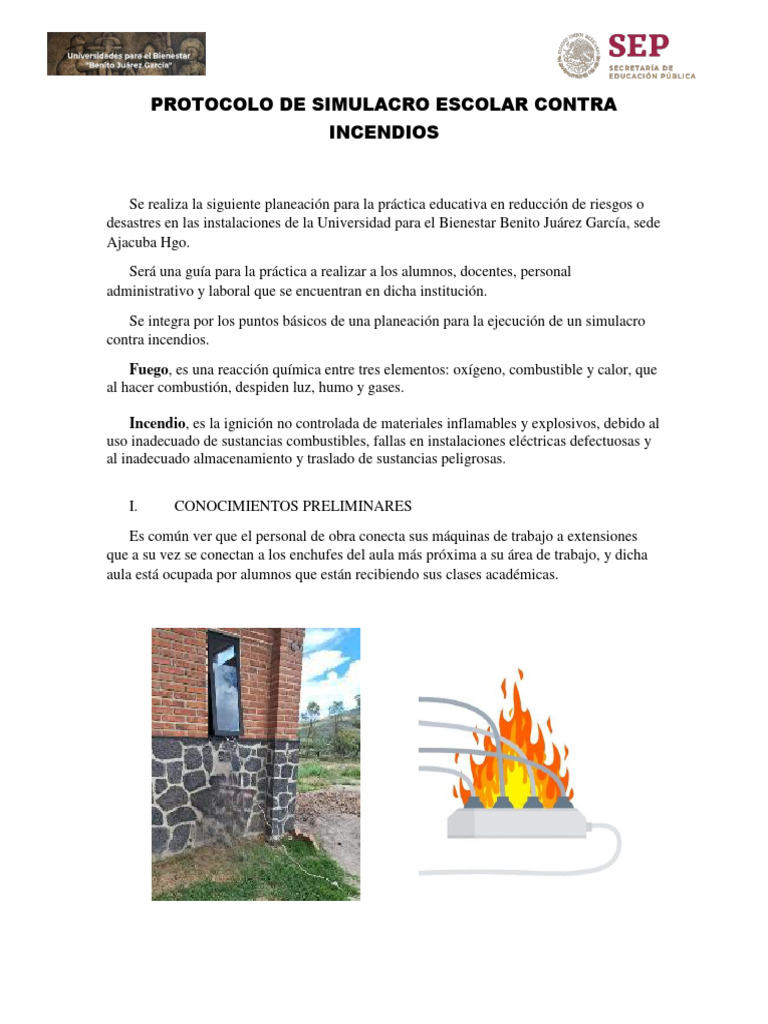 Protocolo de Simulacro Escolar Contra Incendios | Descargar gratis PDF | Combustión