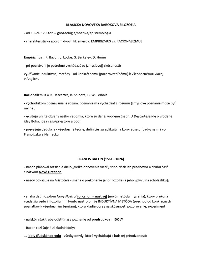 19 - Klasická Novoveká (Baroková) Filozofia | PDF
