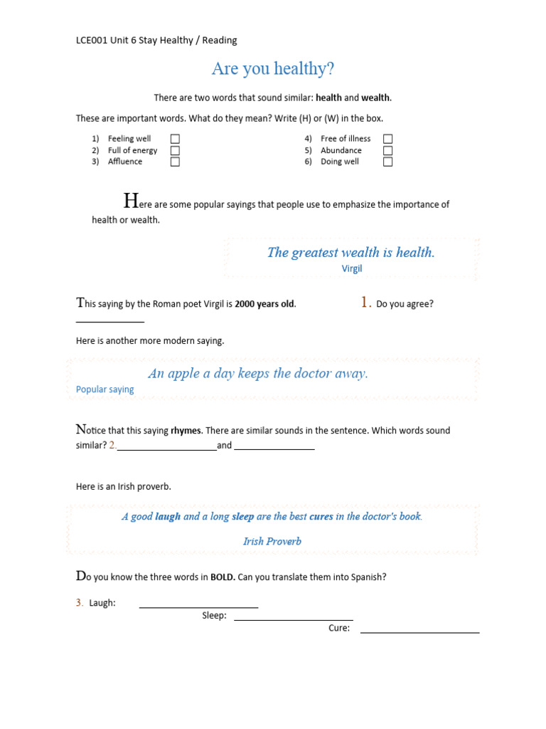 Guía Respuestas Stay Healthy | PDF | Wellness