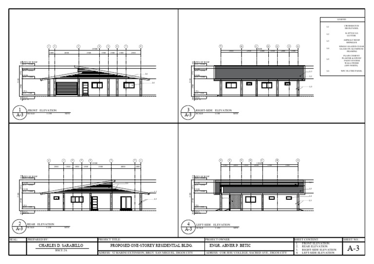 One-Storey Residential Building Plan | PDF | Structural Engineering ...