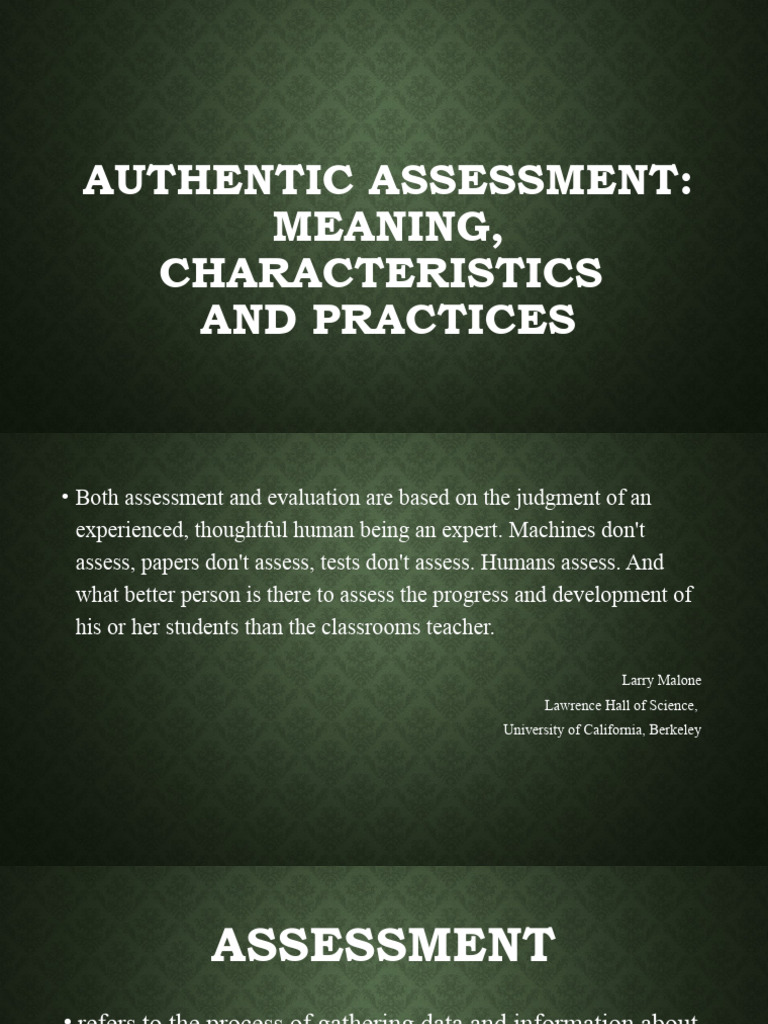Authentic Assessment 023117 Pdf Educational Assessment Learning