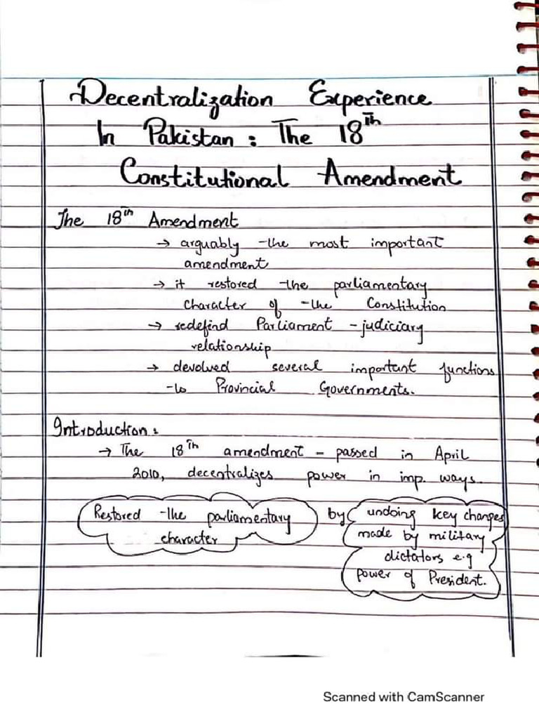 18th Amendment Decentralization Experience In Pakistan Pdf