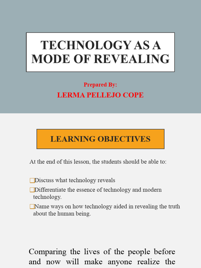 Module 2. Lesson 1. Technology As A Mode of Revealing | PDF | Liberal ...