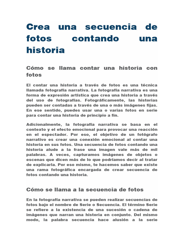 Secuencia de Fotos que Cuentan Historias | PDF | Imagen