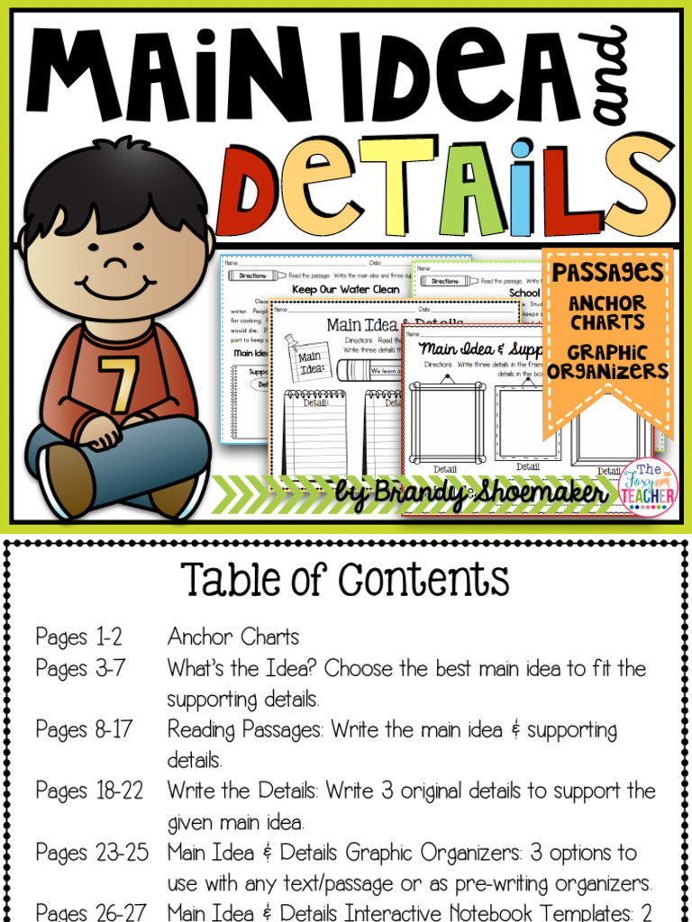 Main Idea vs. Supporting Details Worksheet | PDF | Spider | Spider Web
