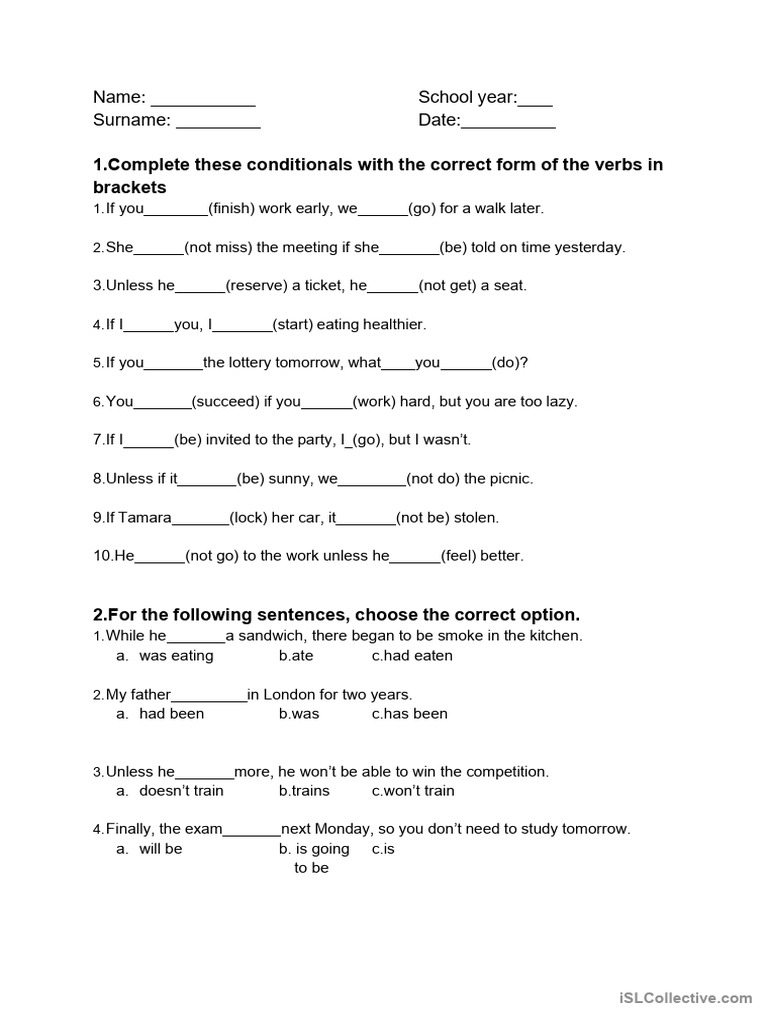 Conditionals, Mix Verb Tenses | PDF | Linguistics