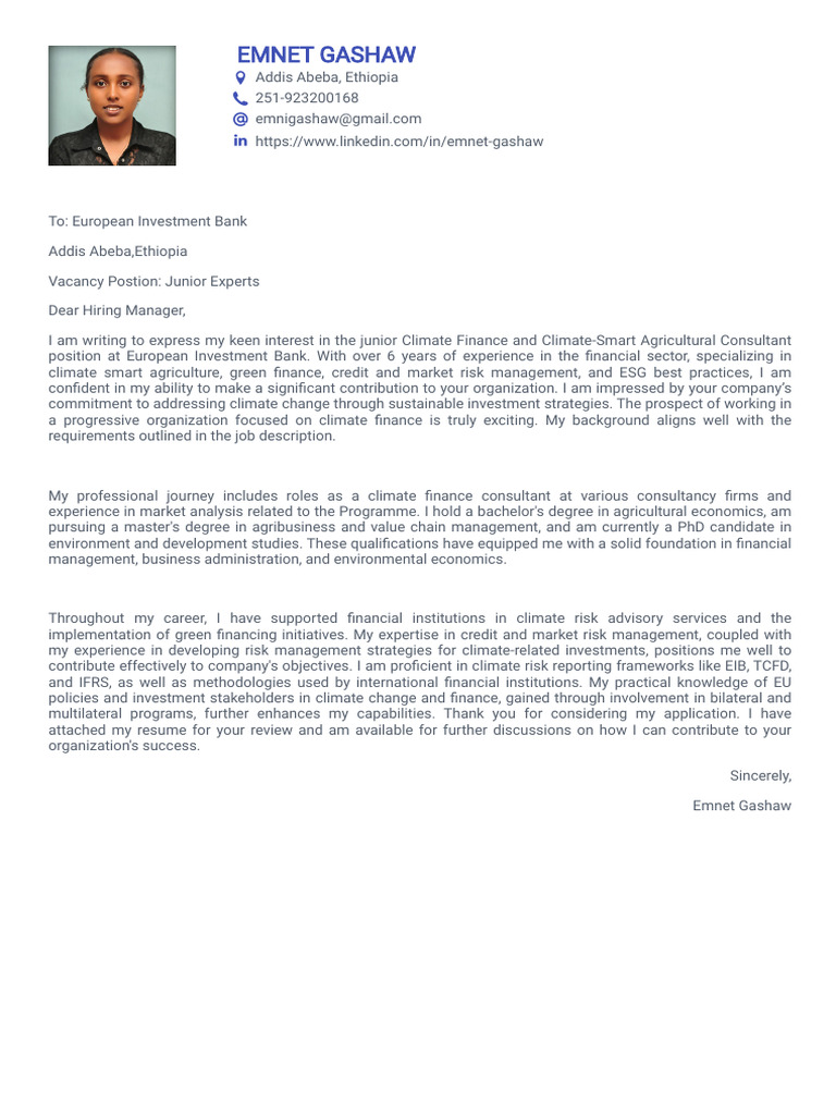 Application for Junior Climate Consultant | PDF | Risk Management ...