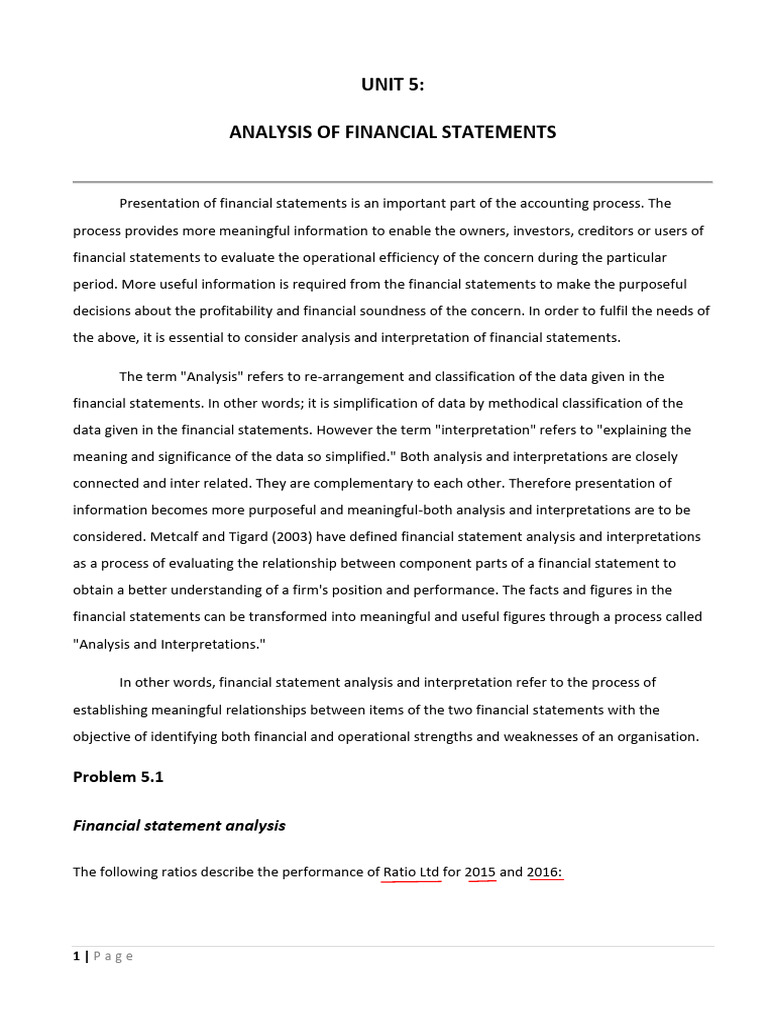 Unit 5. Financial Statement Analysis II | PDF | Expense | Cash Flow Statement