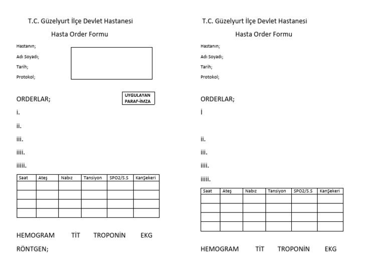 Hasta Order Formu PDF