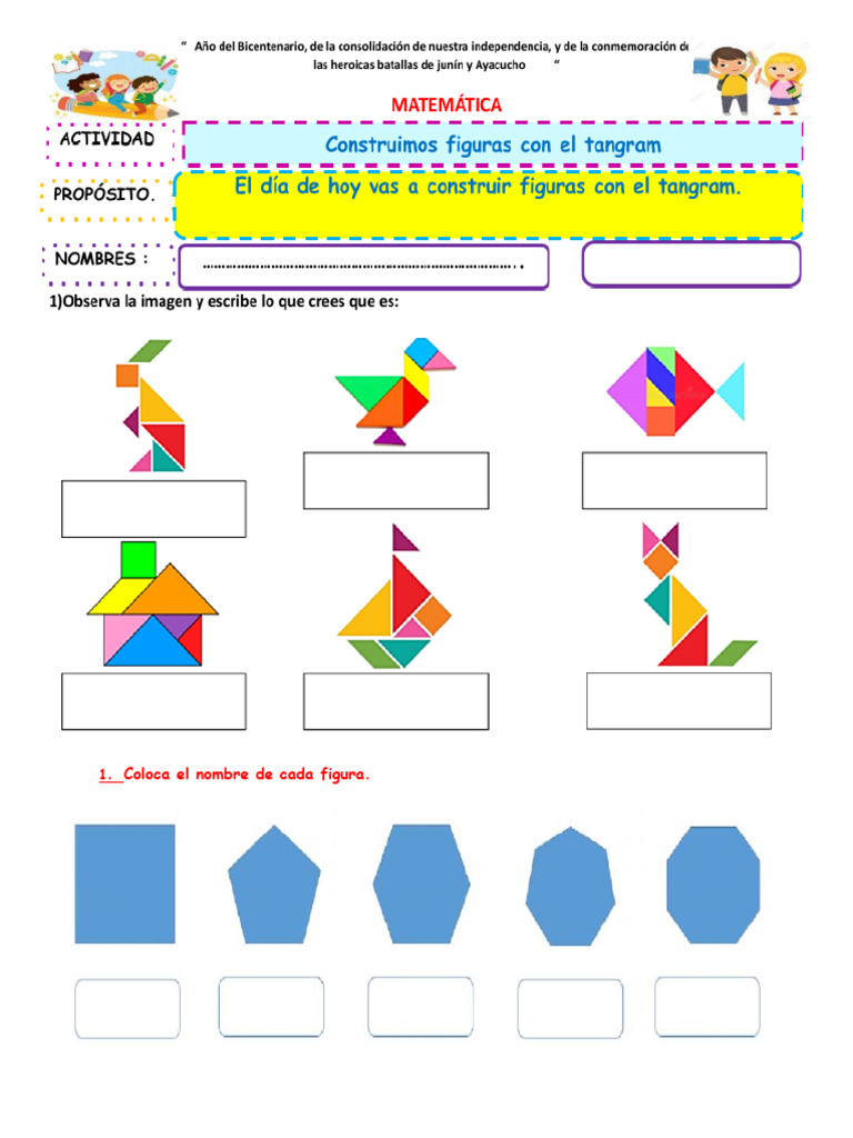 Figuras del Tangram para Primer Grado | PDF