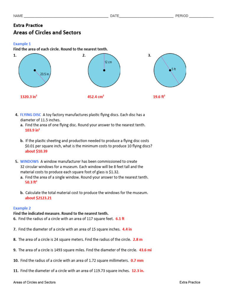 (15767) Area of Circle and Sectors | PDF | Area | Foot (Unit)
