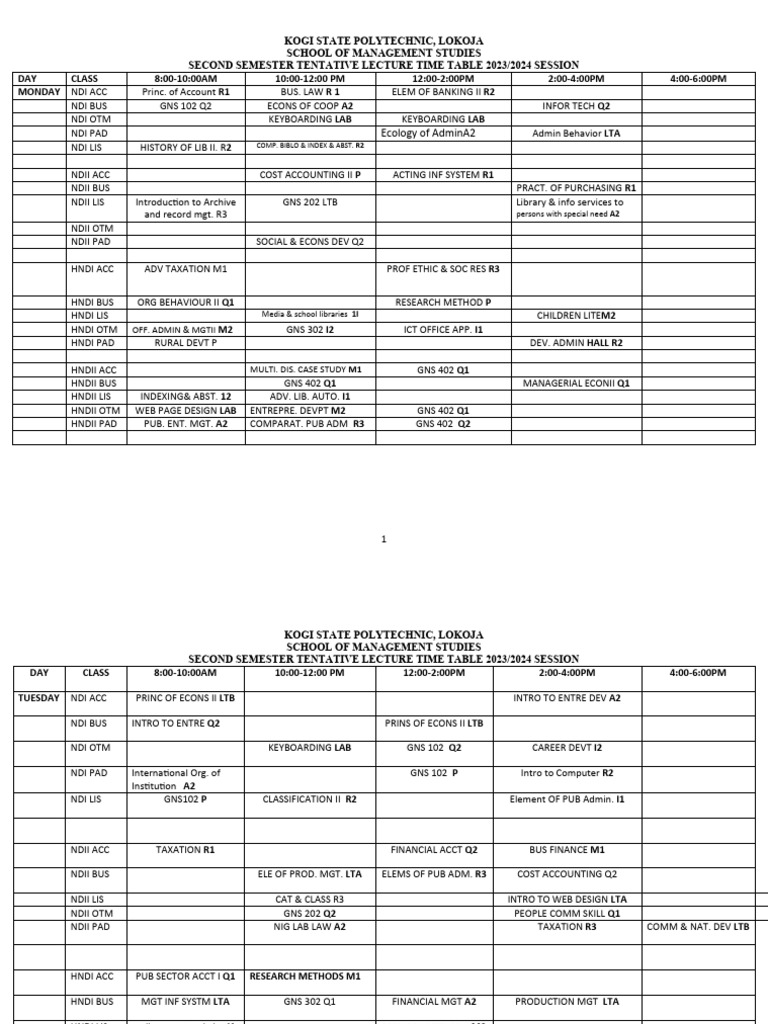 S.M.S Second Semester Lecture Time Table 2024 | PDF S.M.S Second Semester Lecture Time Table 2024 | PDF