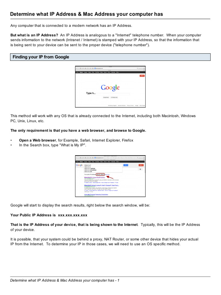 Determine IP Address and Mac Address | PDF | Ip Address | Mac Os