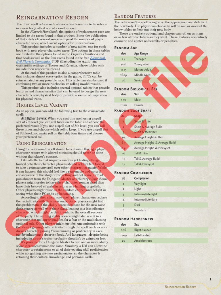 Sample | PDF | Dwarf (Dungeons & Dragons) | Handedness