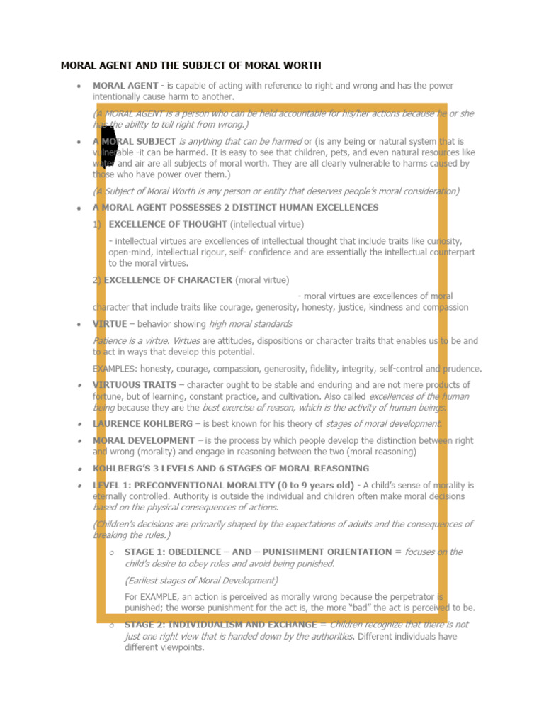 Moral Agent and The Subject of Moral Worth | PDF | Virtue | Morality