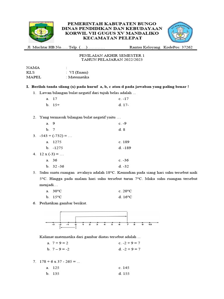 Soal MTK Kelas 6 | PDF