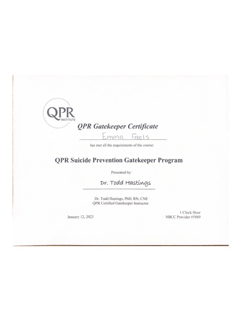 QPR Certification 01-2023 | PDF