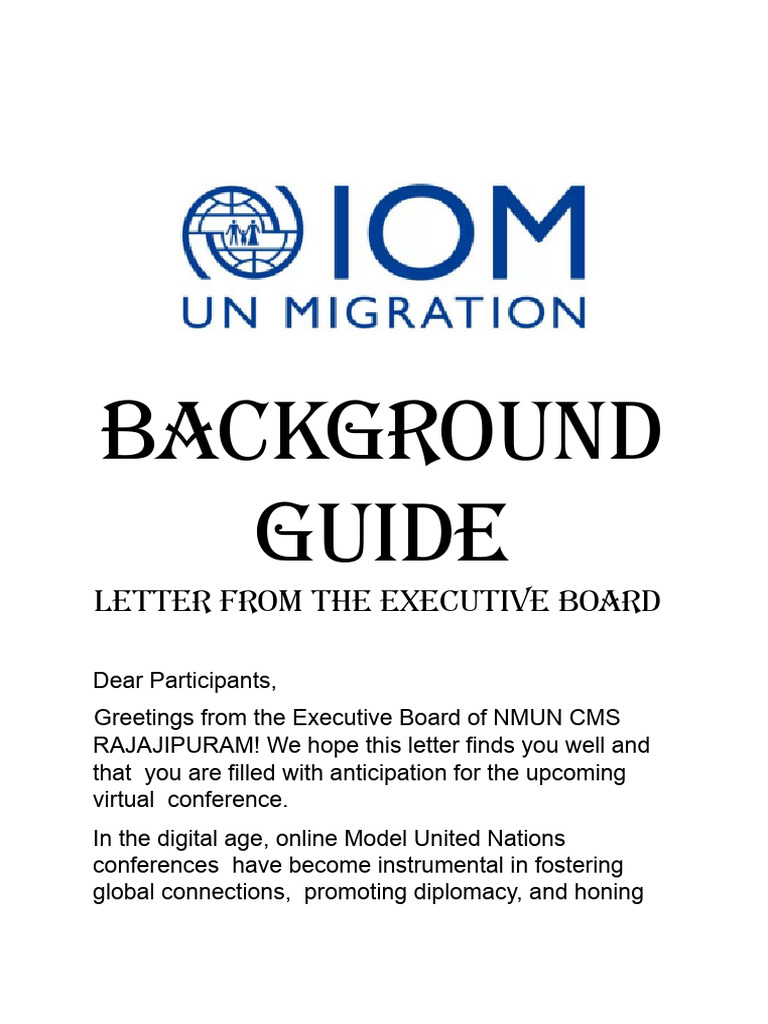 Background Guide IOM | PDF | International Organization For Migration | Refugee