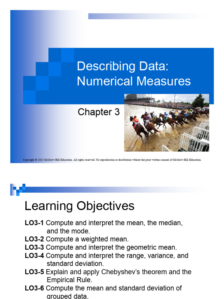 Describing Data: Numerical Measures | PDF | Mean | Variance
