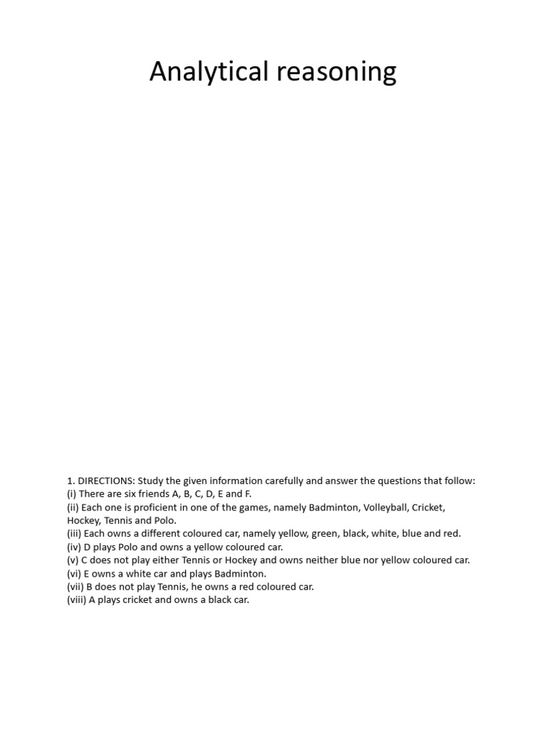 Analytical Reasoning | PDF