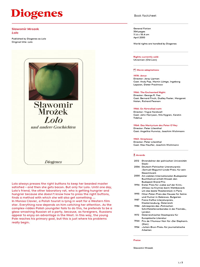 Slawomir Mrozek Lolo Factsheet | PDF Slawomir Mrozek Lolo Factsheet | PDF